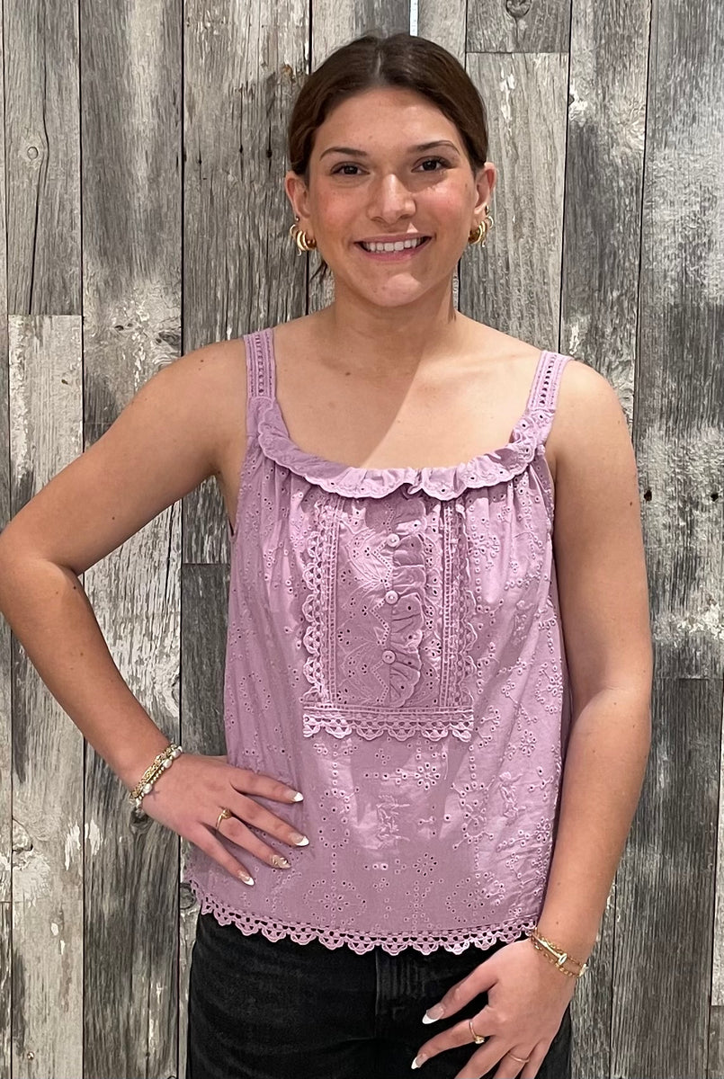 Square Neck Embroidered Scallop Edge Tank – Mainstream Boutique Omaha