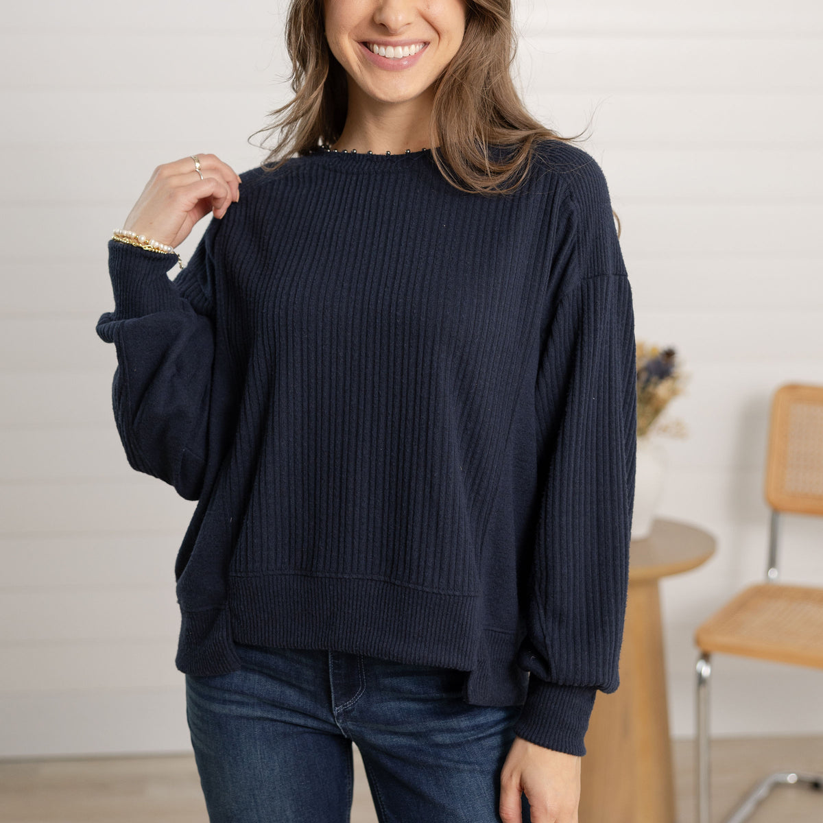 Scoop Neck Pearl Detail Top – Mainstream Boutique Omaha